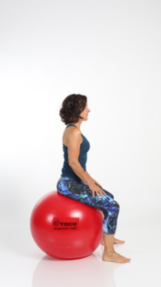 The upright sitting posture on the sitting ball
